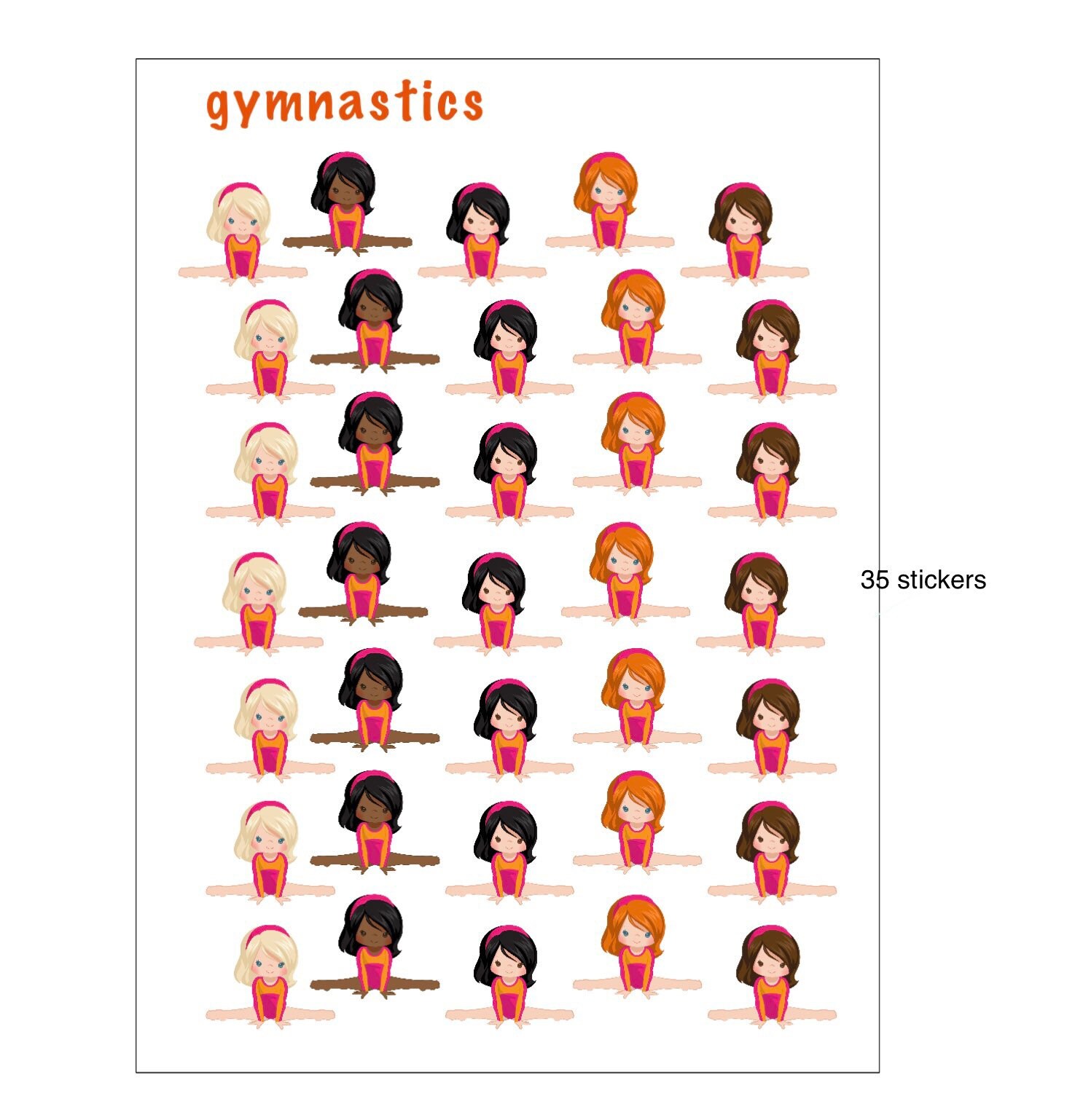 Gymnastics Stickers, Gymnastics Planner Stickers, Girls Gymnastics - Etsy