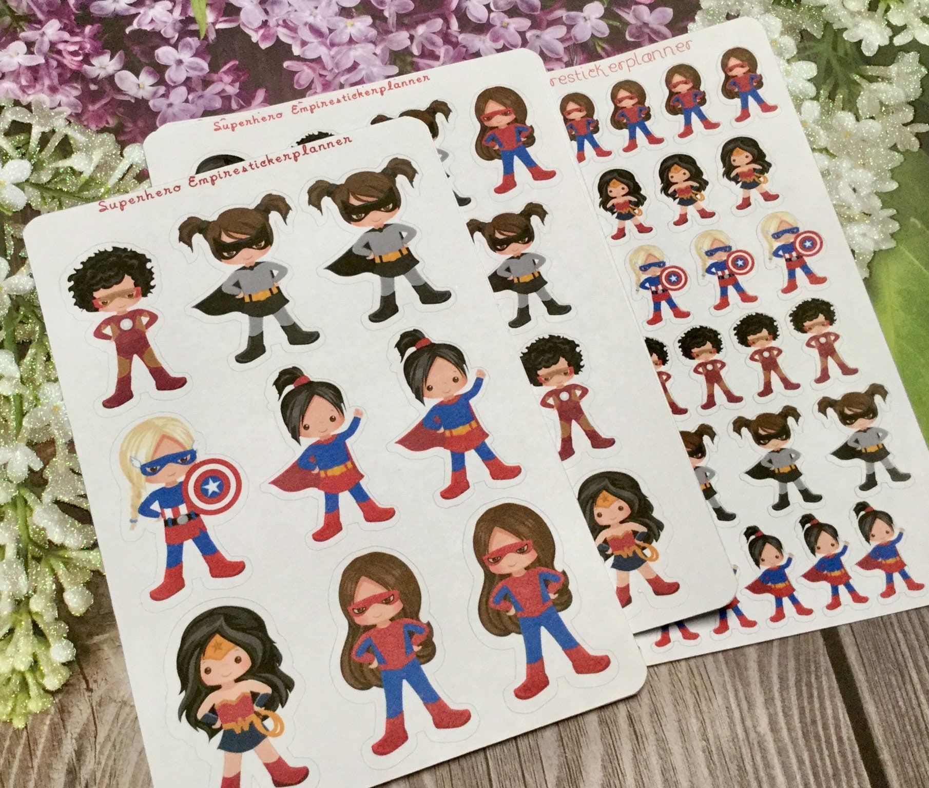 Superhero girl stickers planner stickers fun stickers | Etsy
