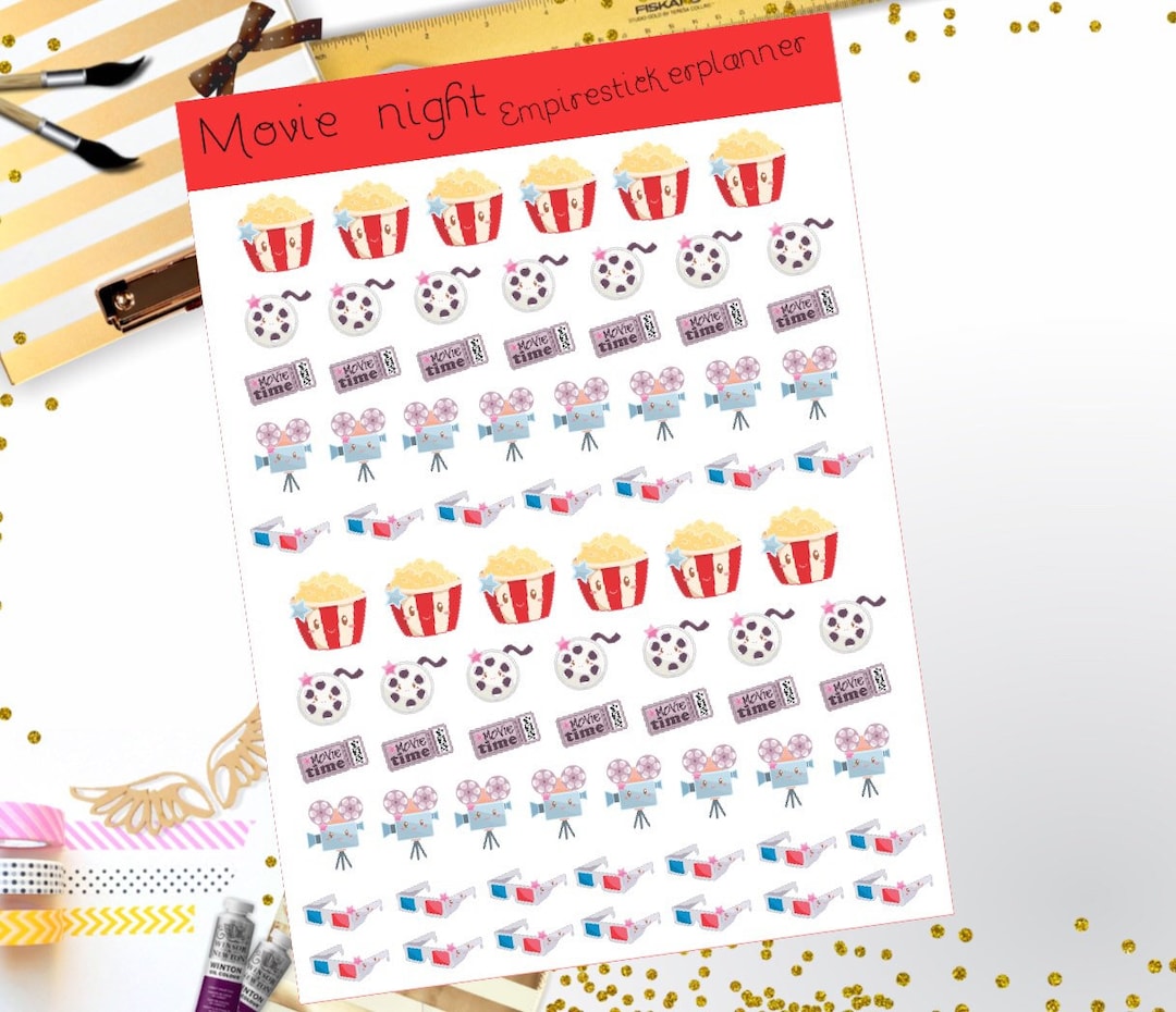 Movie Night Stickers , Movie Night Planner Stickers, Movie Stickers ...