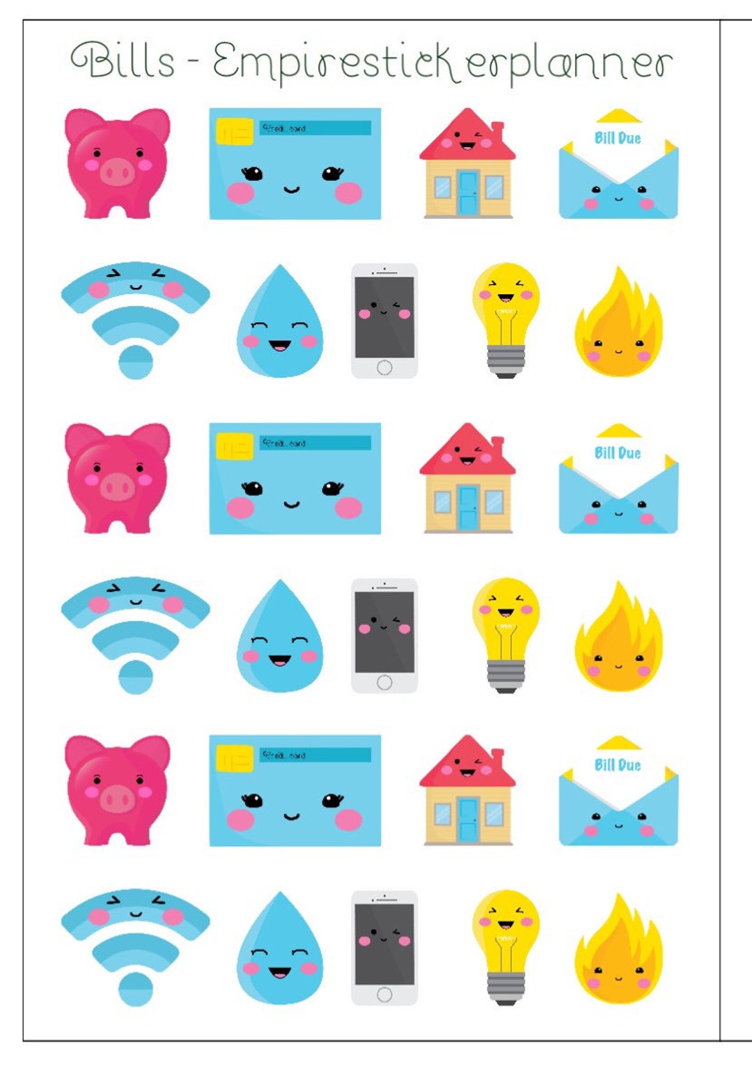 Bill Stickers , Cute Stickers , Calendars and Planners, Kawaii ...