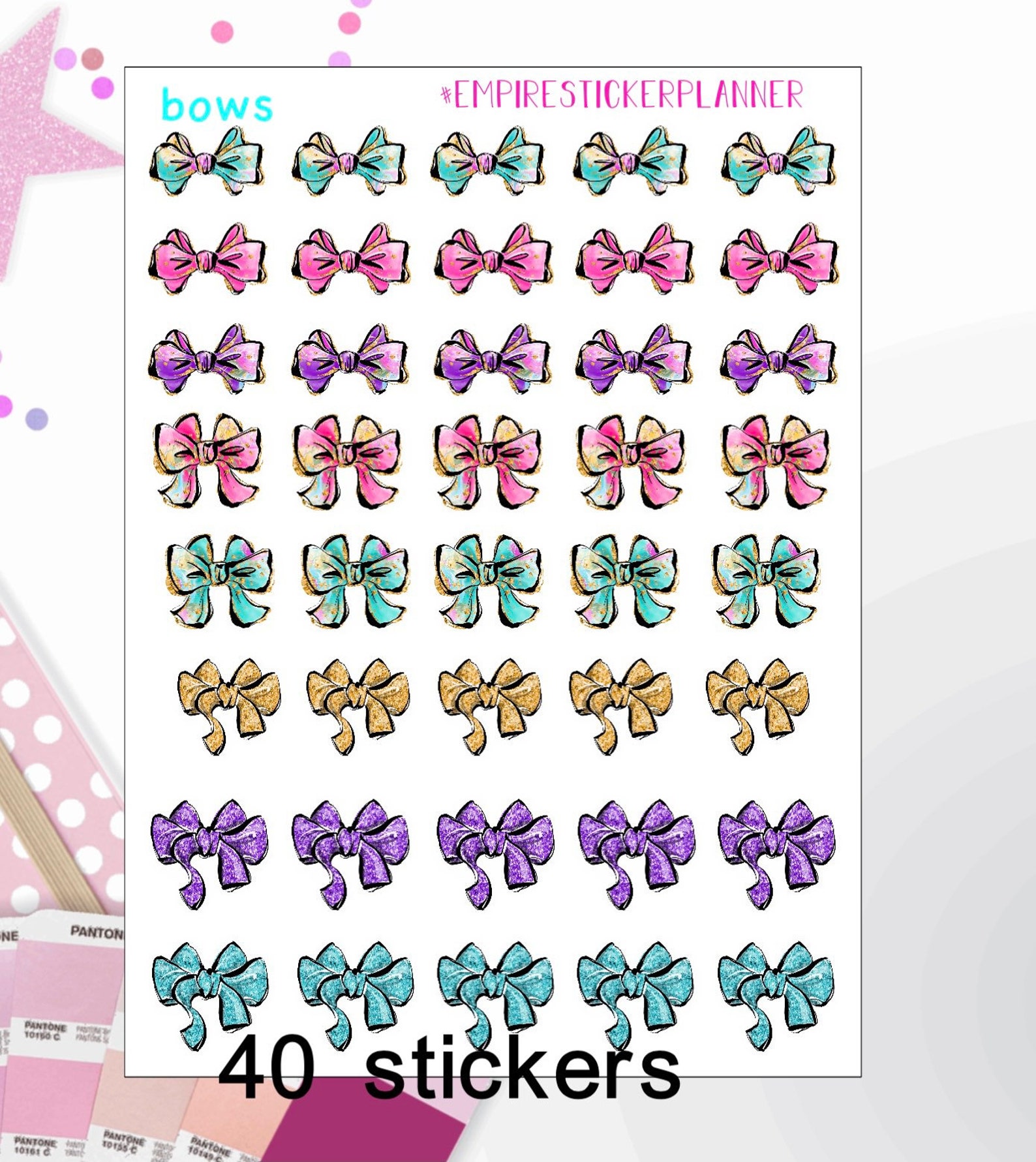 Bows Stickers Decor Stickers Planner Bows - Etsy