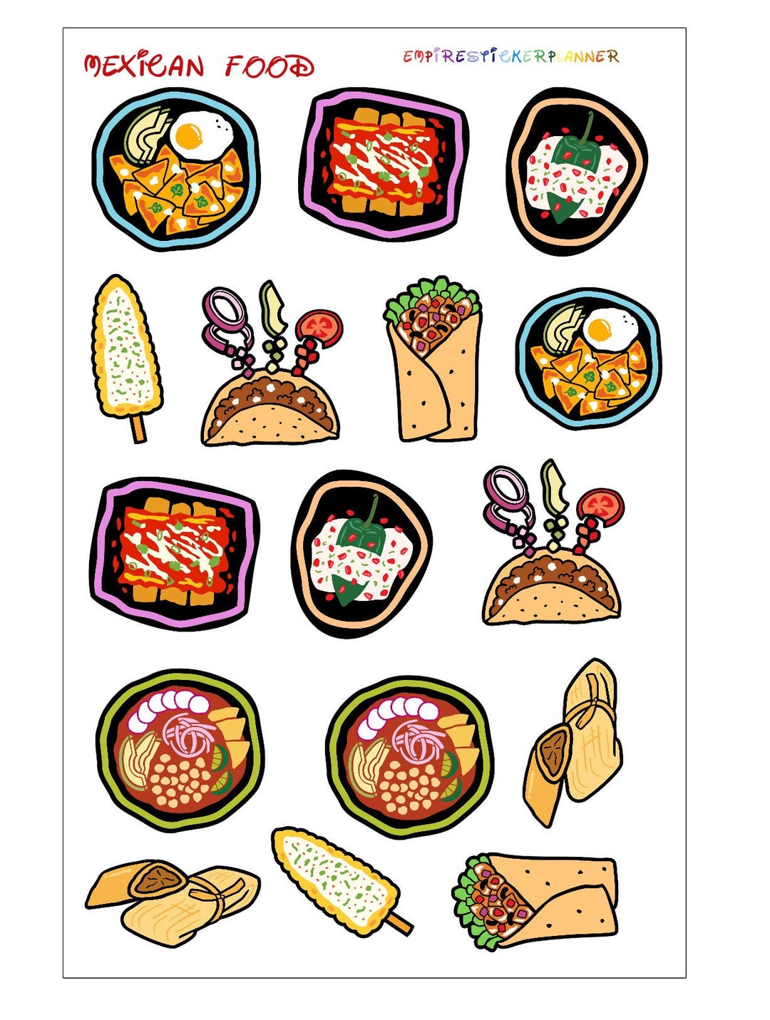 Mexican Food Stickers, Elote Stickers, Enchiladas Stickers Pozole ...