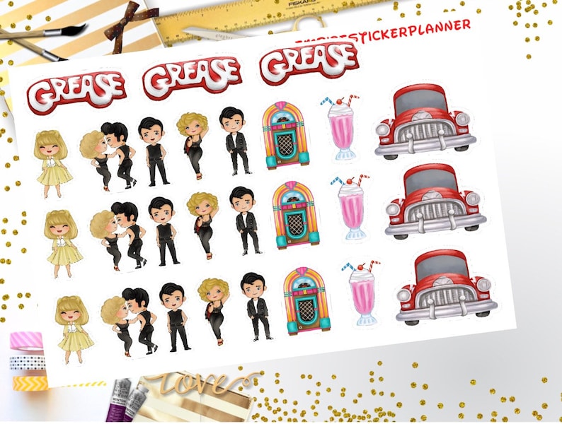 Grease Character Stickers Planner Stickers Movies Stickers - Etsy
