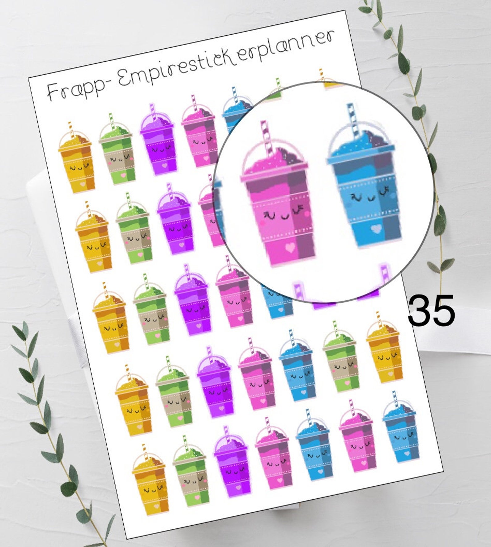 Frappe Stickers Planner Frapp Frappuccino Stickers Kawaii - Etsy