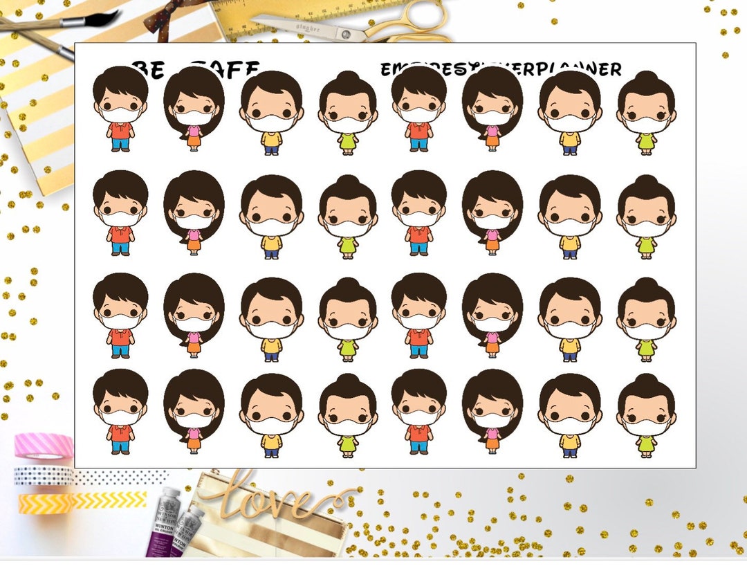 Be Safe Stickers, Mask Stickers, People With Masks - Etsy