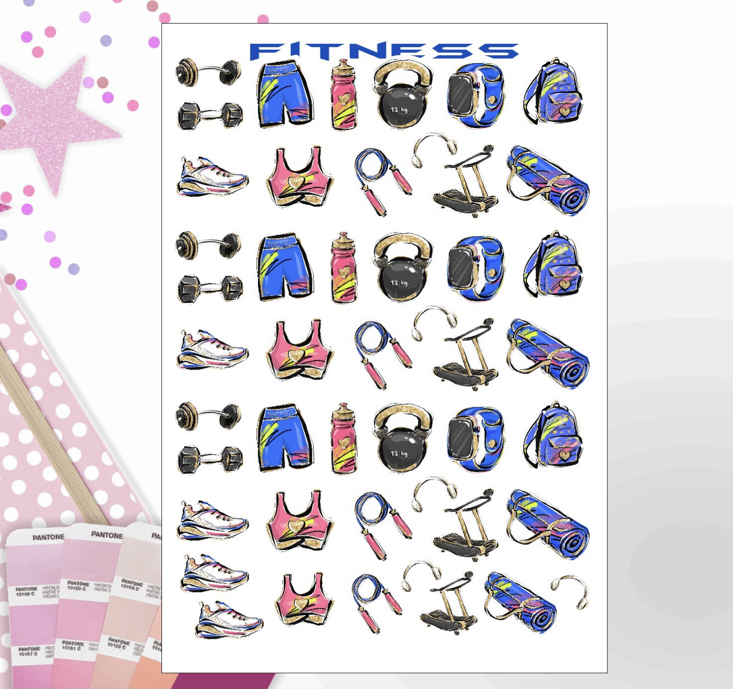 Fitness stickers planner gym stickers | Etsy