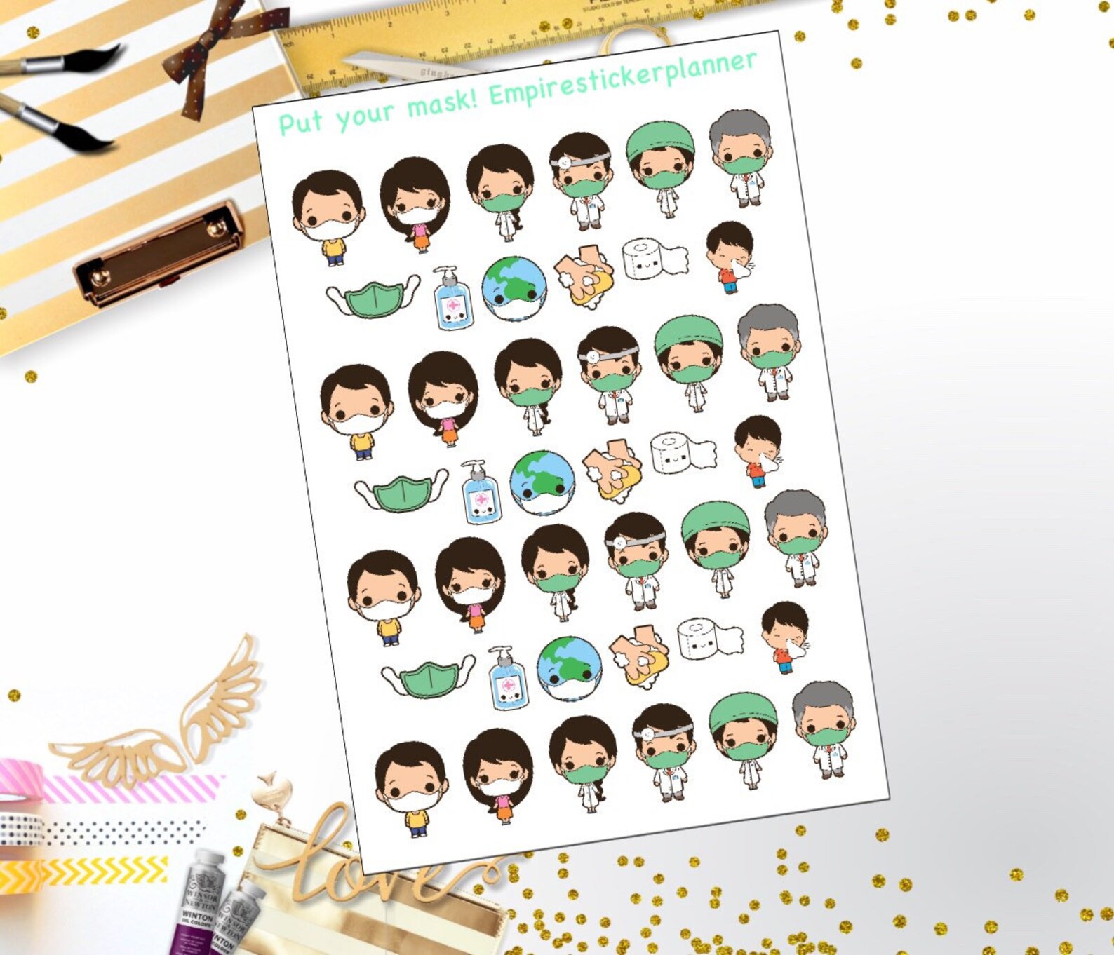 Doctor Visit Stickers, Mask Stickers, Wash Hands Stickers - Etsy