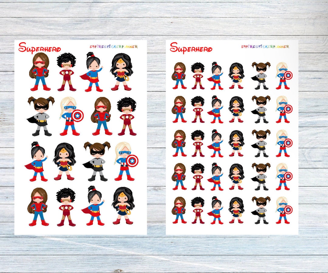 Superhero Girl Stickers, Planner Stickers Fun Stickers, Stickers - Etsy