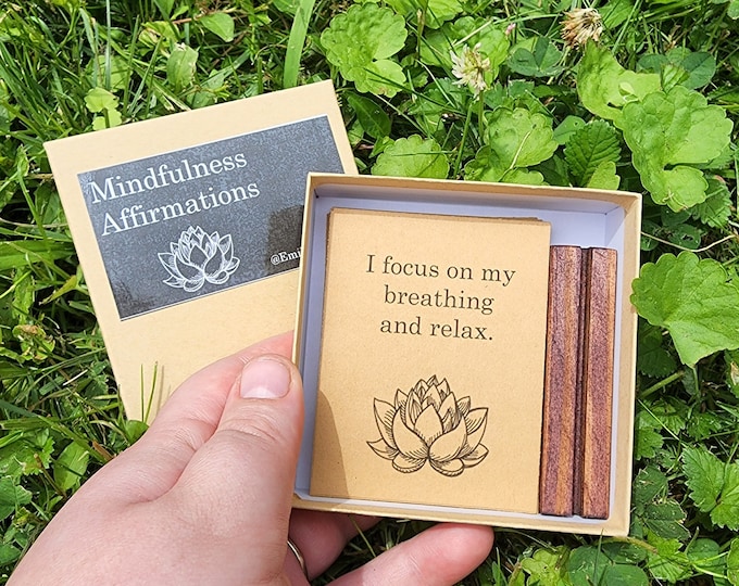Mindfulness Affirmation Card Box- Motivational Cards- Display Stand ...