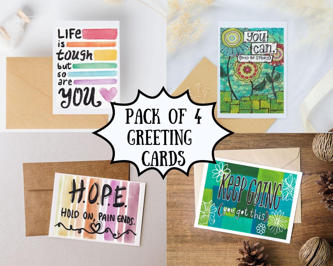 Keep Going Cards- Four Pack Variety Cards and Envelopes- You Can- Life ...