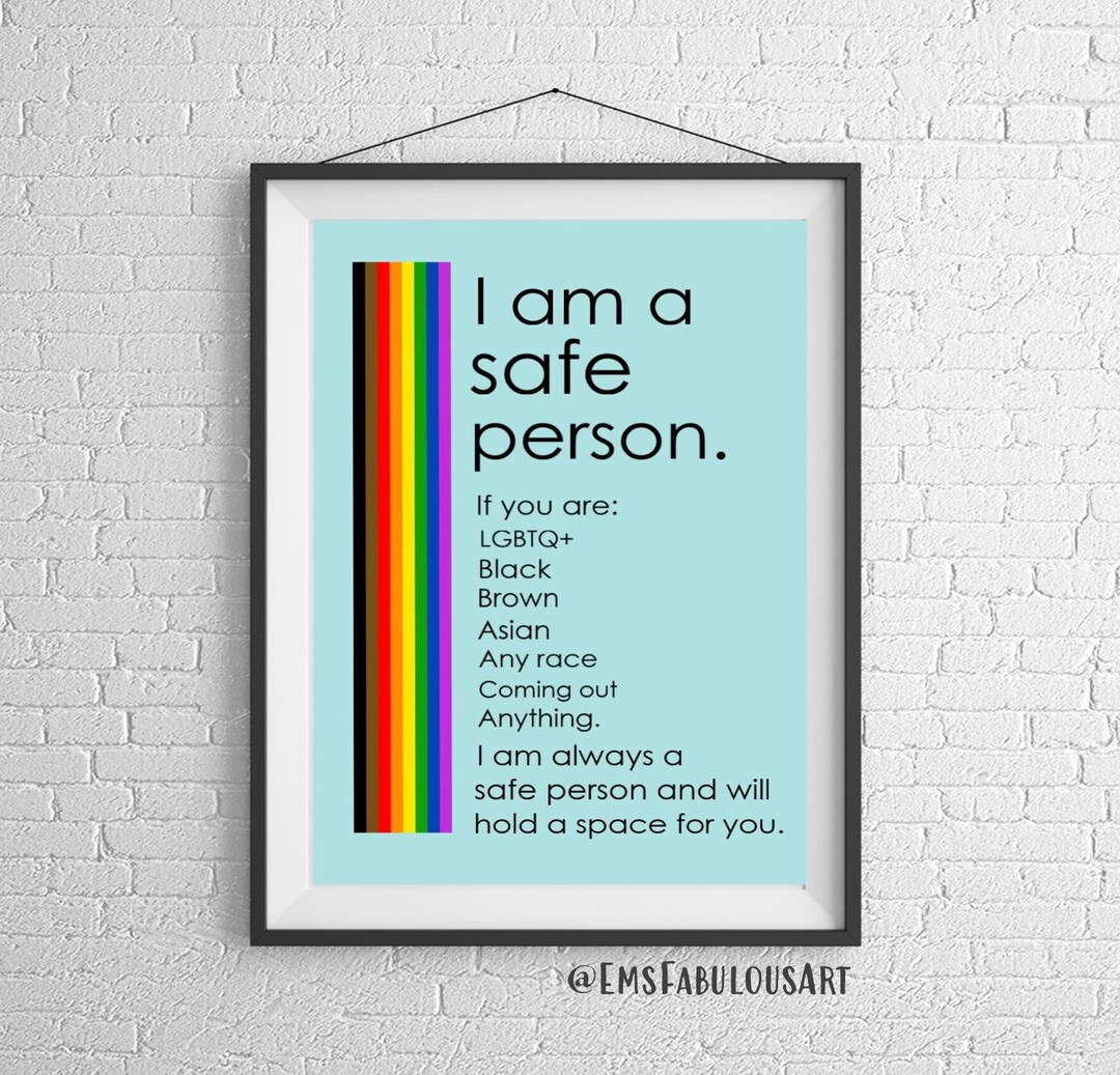 PHYSICAL COPY I Am a Safe Person LGBTQ Therapist Welcome Sign Any Race ...