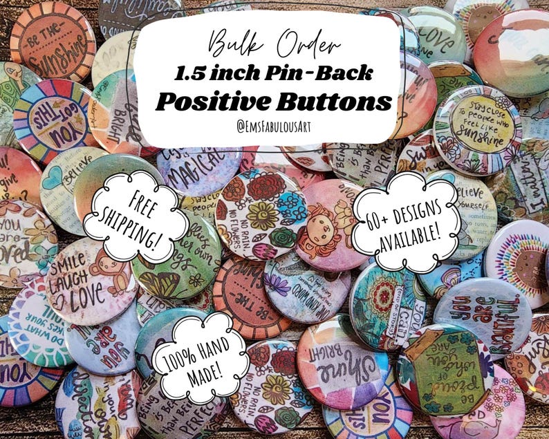 Bulk Positive Affirmation Buttons, 1.5" Pinback Pins for Teachers ...