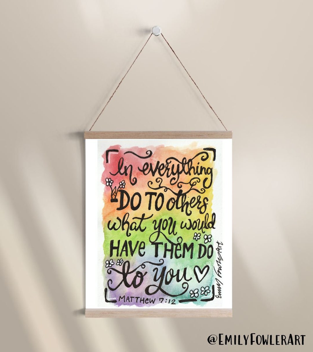 The Golden Rule Matthew 7:12 Rainbow Print Matted Wall Art Bible Verse ...