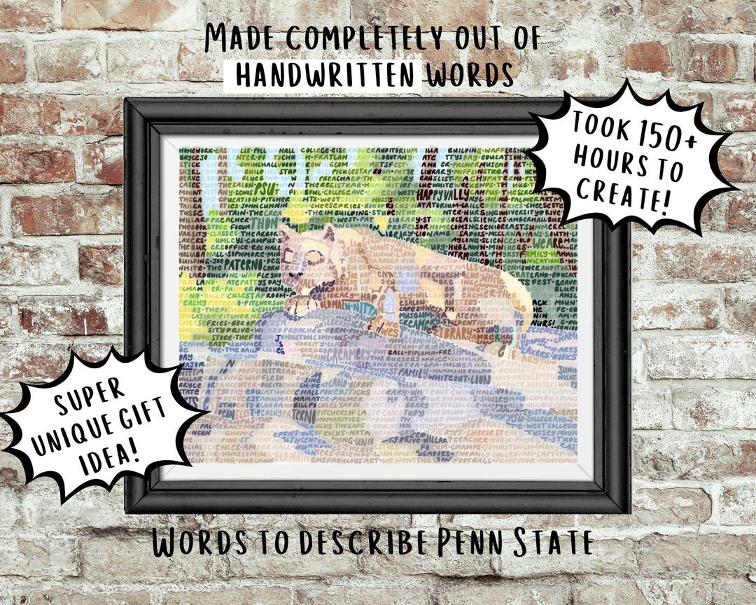 Penn State University Word Art Print, PSU Nittany Lion, State College ...