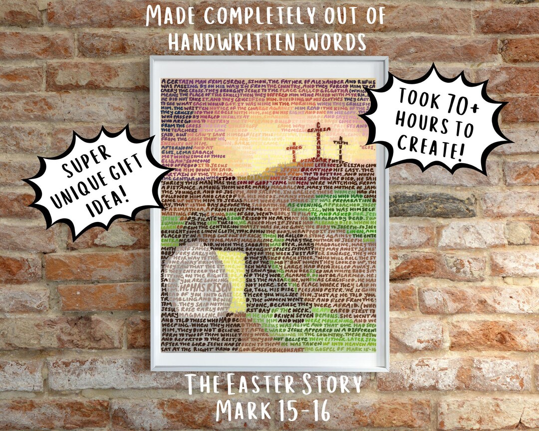 The Miracle of Easter- Word Art Print- Jesus Gospel Story- He is Risen ...