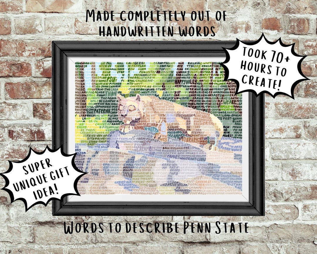 Penn State University Word Art Print- PSU Nittany Lion- State College ...