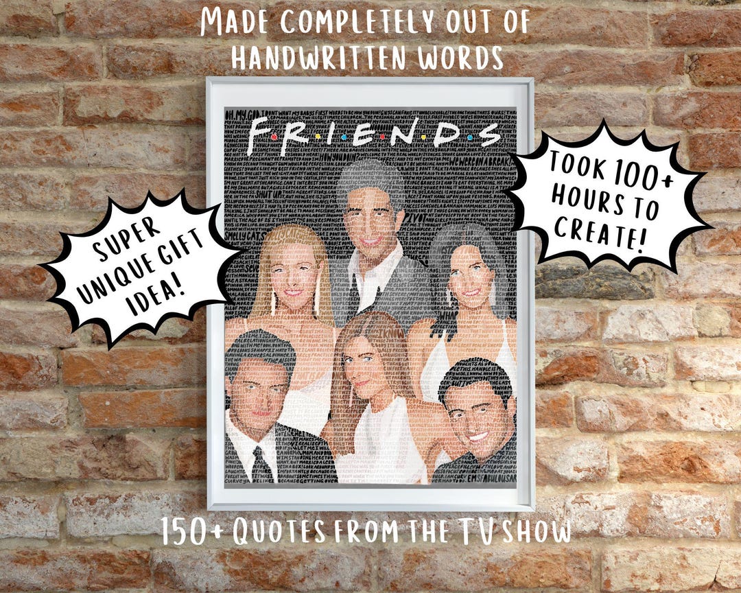 Friends TV Show Quotes Word Art- Monica, Rachel, Phoebe, Joey, Ross ...