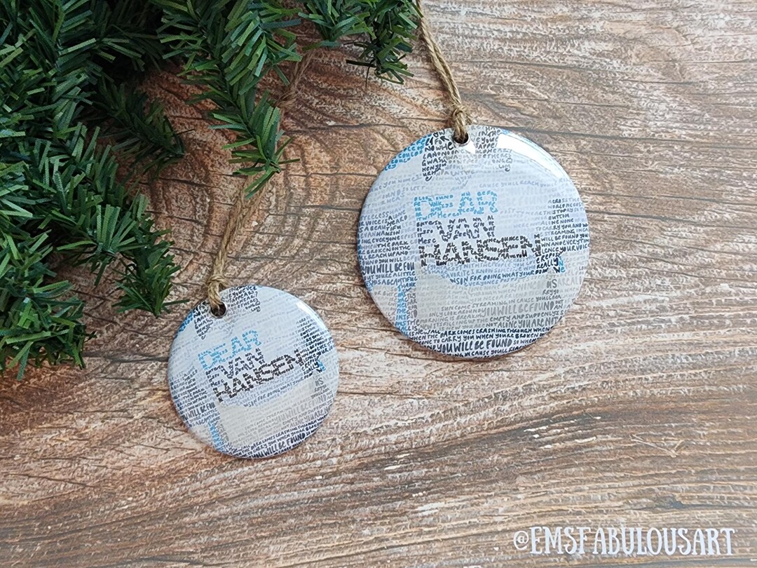 Dear Evan Hanson Word Cloud Art- Christmas Ornament- Popular Broadway ...