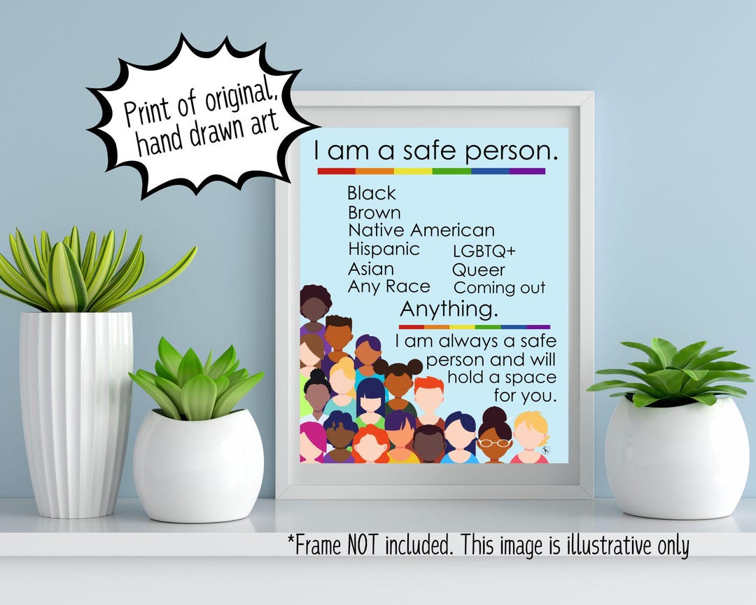 I Am a Safe Person Poster- LGBTQ+ LPC LCSW Therapist- Welcome Sign- Any ...
