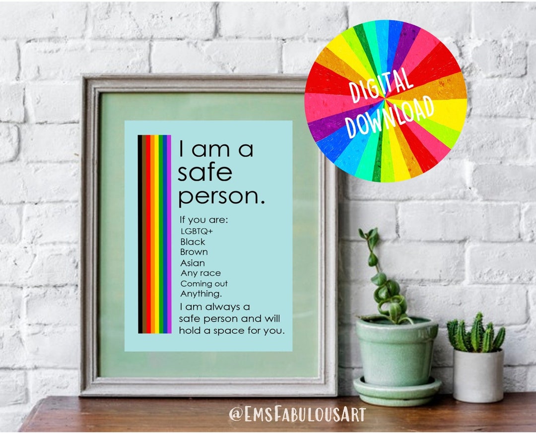 DIGITAL DOWNLOAD- I Am a Safe Person- LGBTQ+ Therapist- Welcome Sign ...