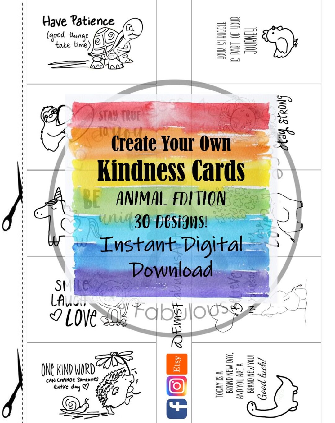 Design Your Own Kindness Cards ANIMAL Edition-digital Download ...
