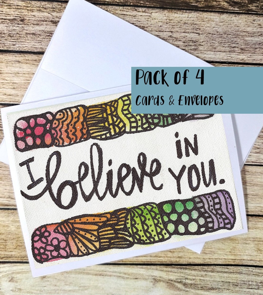 I Believe in You- Greeting Card Pack- Four Cards and Envelopes- Blank ...