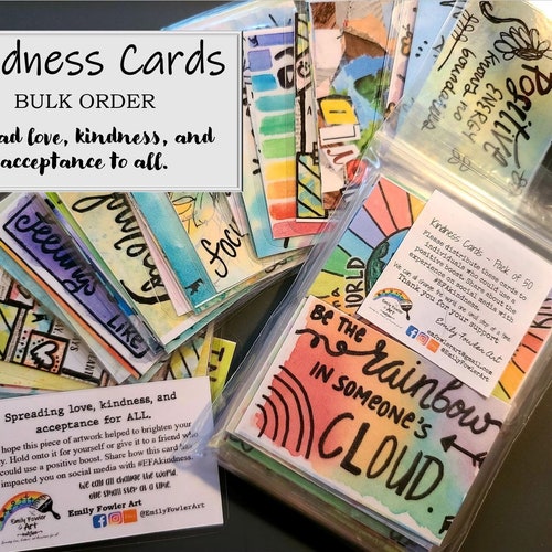 Bulk Order Pack of 50 or 100 Kindness Cards Spread Love | Etsy