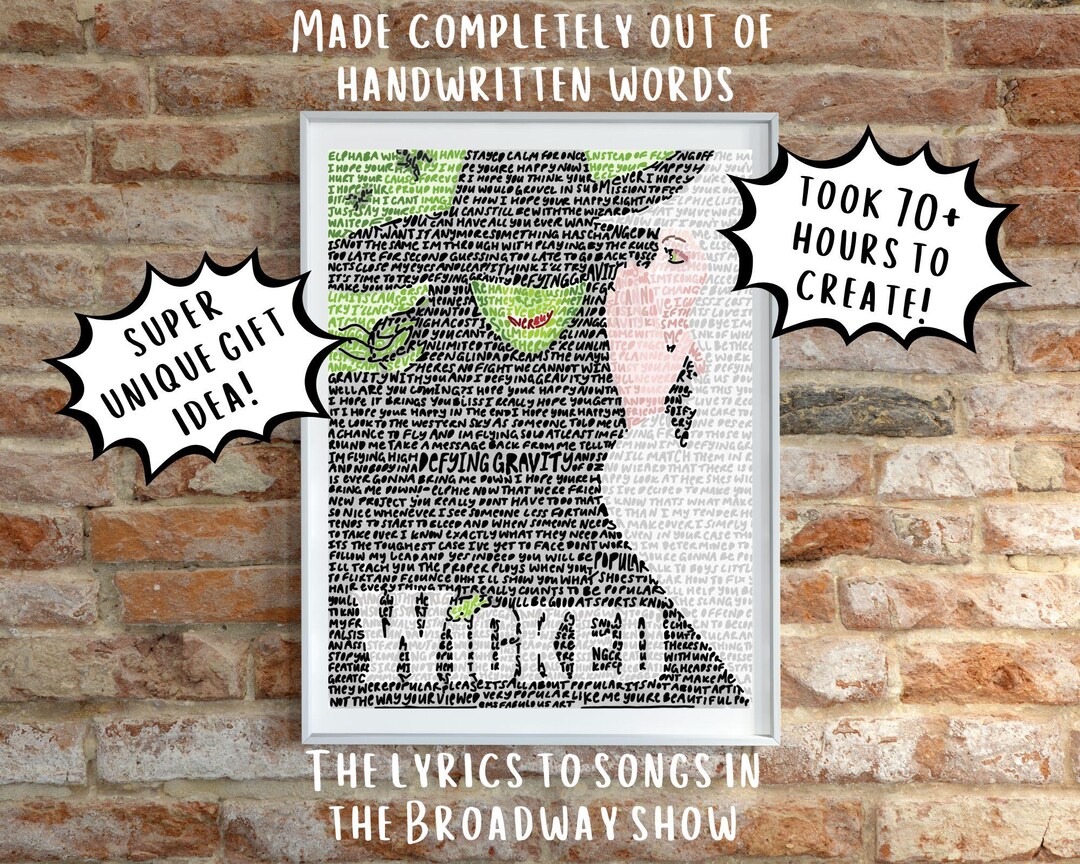 Wicked Broadway Musical Word Art Poster- Idina Menzel- Elphaba- Glinda ...