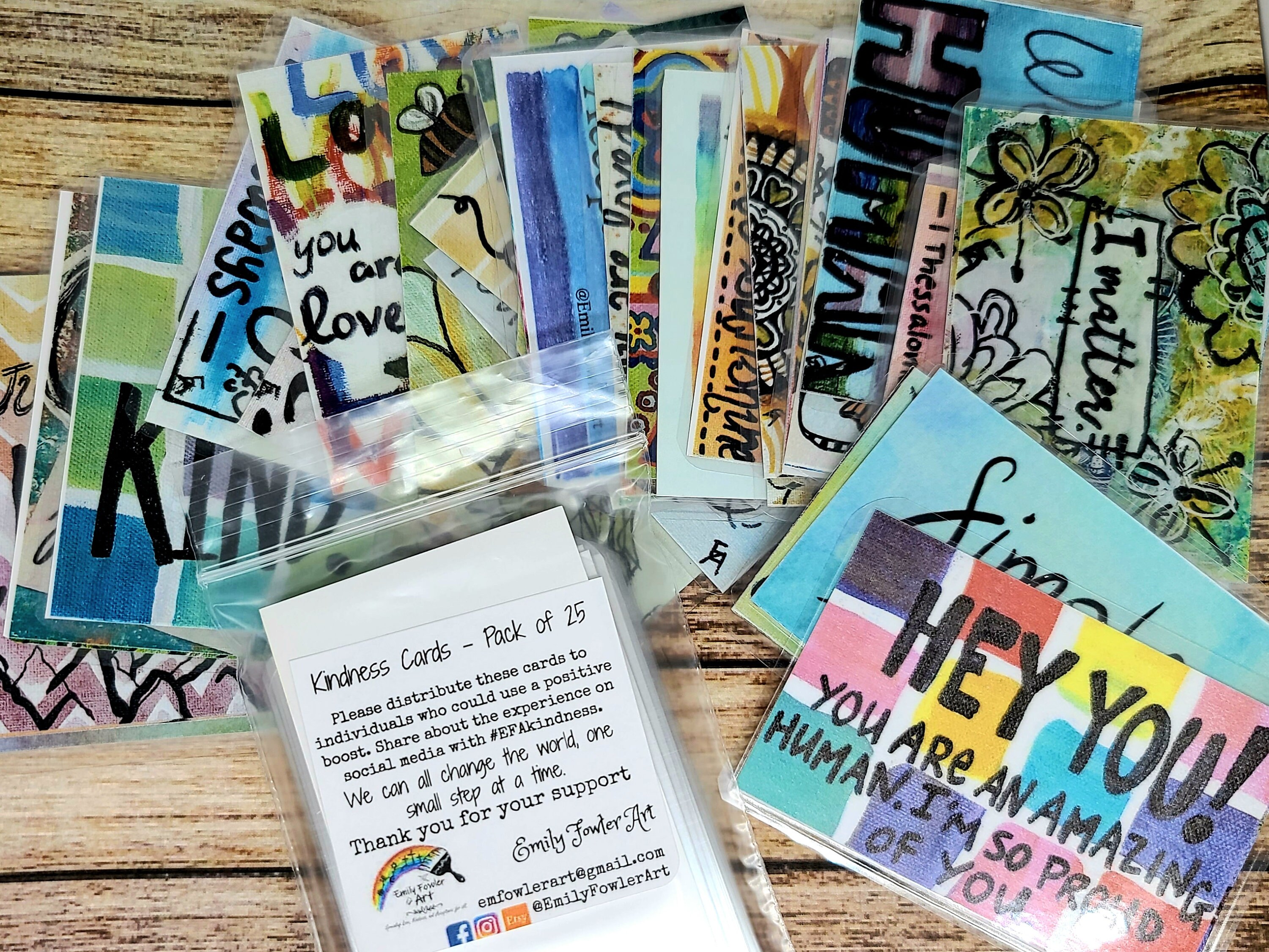 Kindness Cards Laminated Art Card Stuffers Pack of 25 | Etsy