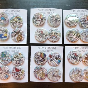 I Am Affirmation Buttons- Motivational Buttons- Self Confidence- Pack ...