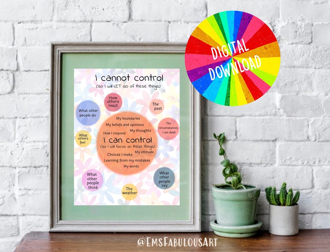 DIGITAL DOWNLOAD- What I Can and Cannot Control- Therapist Wall Art ...