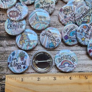 I Am Affirmation Buttons- Motivational Buttons- Self Confidence- Pack ...
