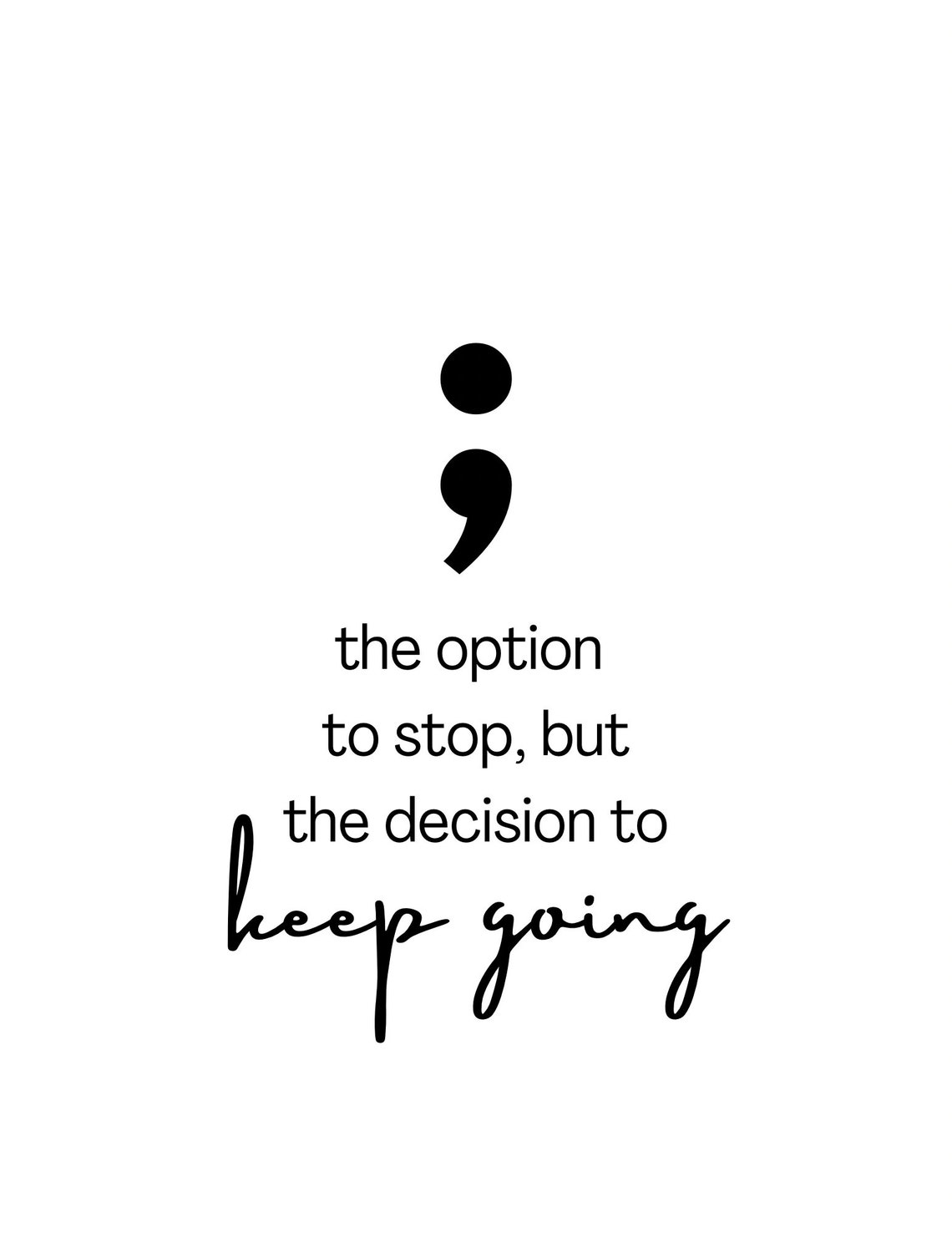 Semicolon Mental Health Art | Printable Wall Art | Minimalist Art ...