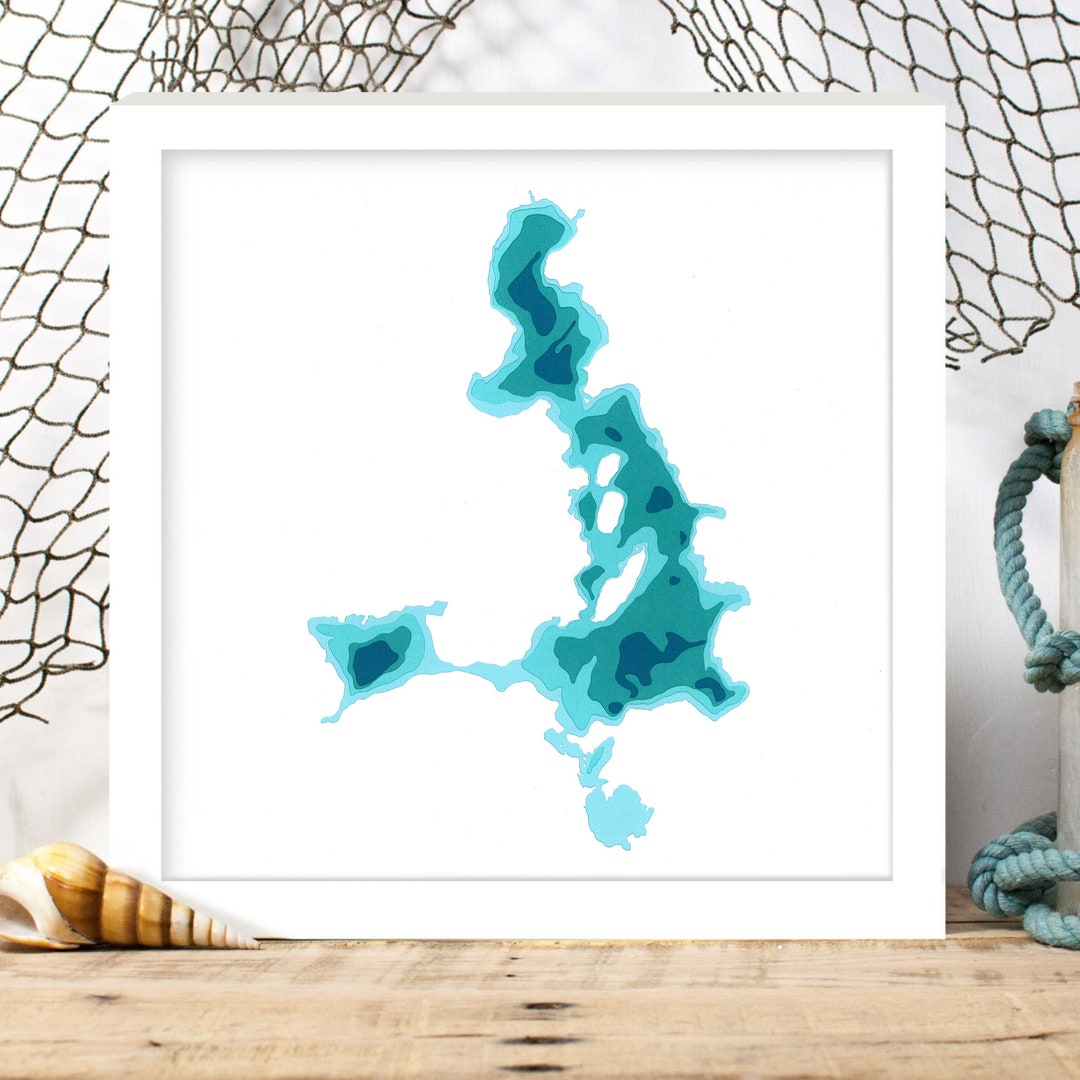 Haliburton Lake 12"x12" Papercut Cardtography Map | Wall Art | Poster ...