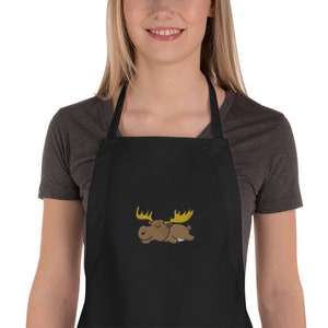 Embroidered Lazy Moose Apron, Moose Lover, Moose Gift, Cute Moose ...