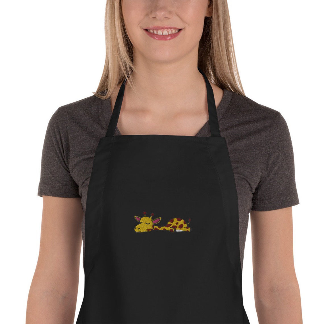 Embroidered Lazy Giraffe Apron, Giraffe Lover, Giraffe Gift, Cute ...