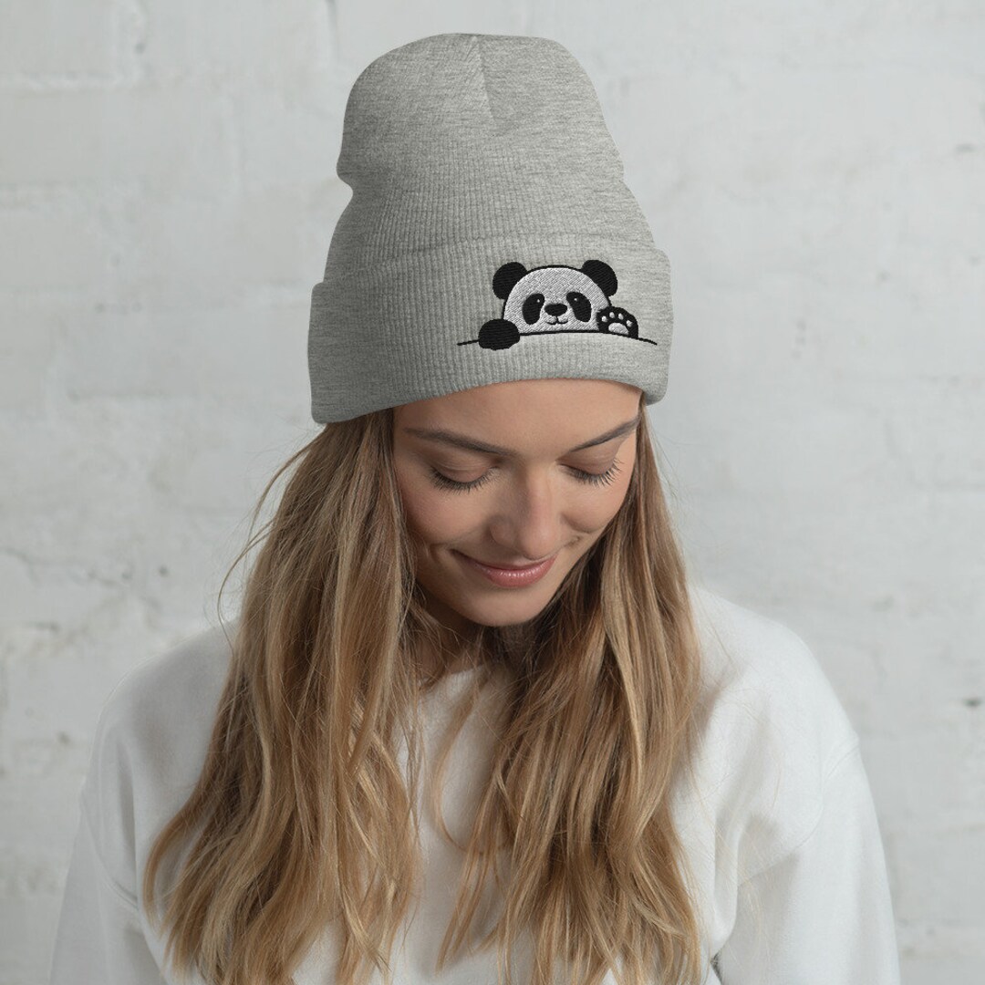 Cuffed Waving Panda Beanie, Panda Hat, Panda Lover, Panda Gift, Cute ...