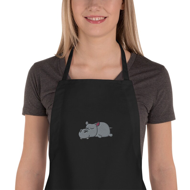 Embroidered Lazy Hippo Apron, Hippo Lover, Hippo Gift, Cute Hippo ...