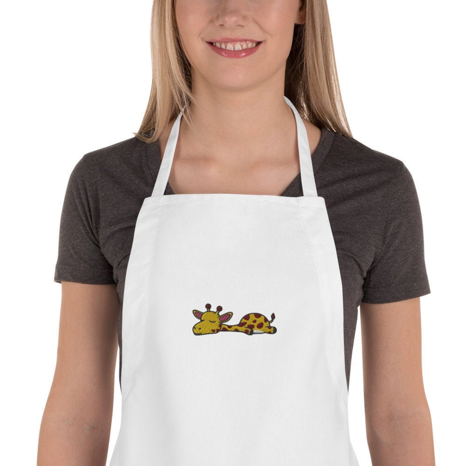 Embroidered Lazy Giraffe Apron, Giraffe Lover, Giraffe Gift, Cute ...