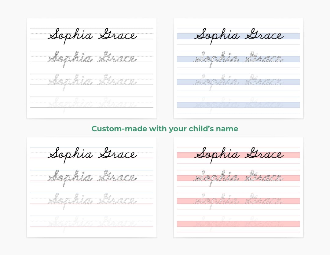Custom Name Cursive Tracing Sheet for Preschool Kindergarten Primary ...