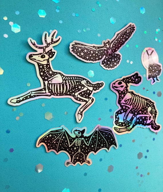 Celestial Creatures Holographic Animal Skeleton Sticker Pack - Etsy
