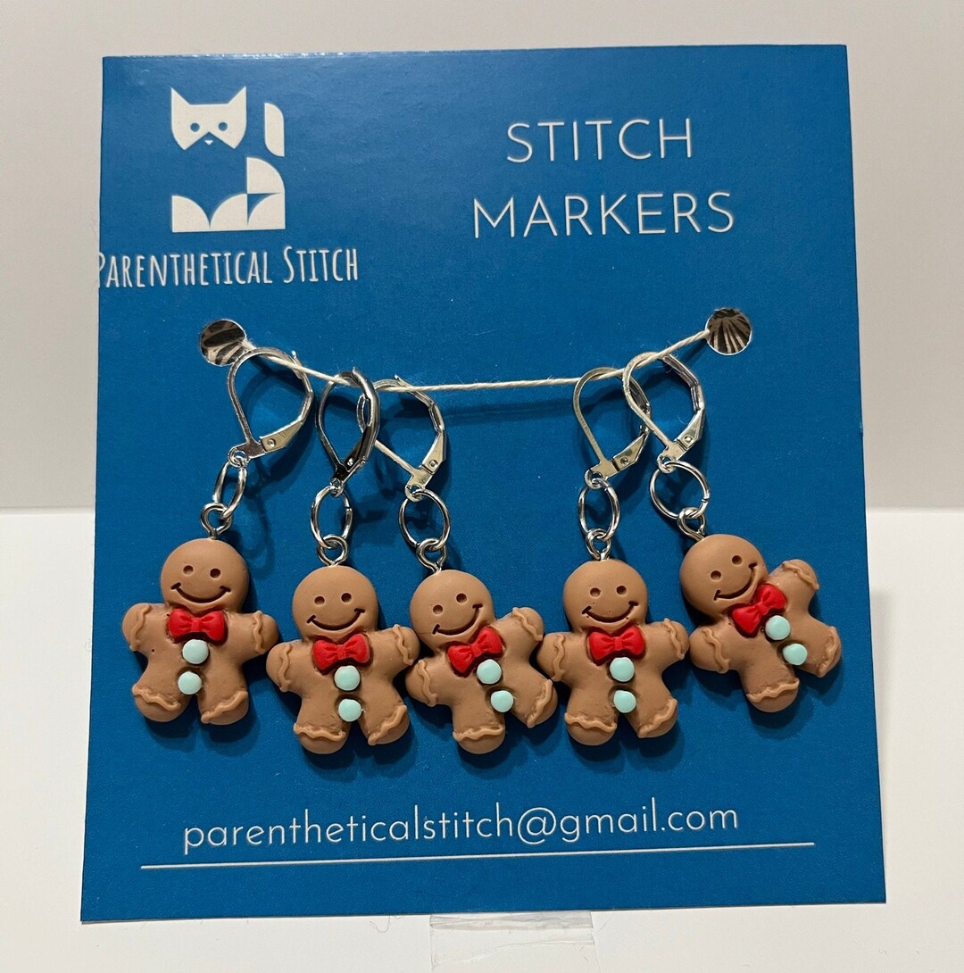 Gingerbread Stitch Markers set of 5 - Etsy