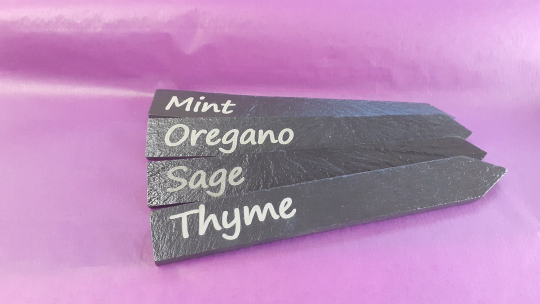 Personalised Slate Herb Garden Markers: Engraved Plant Labels (pack of ...