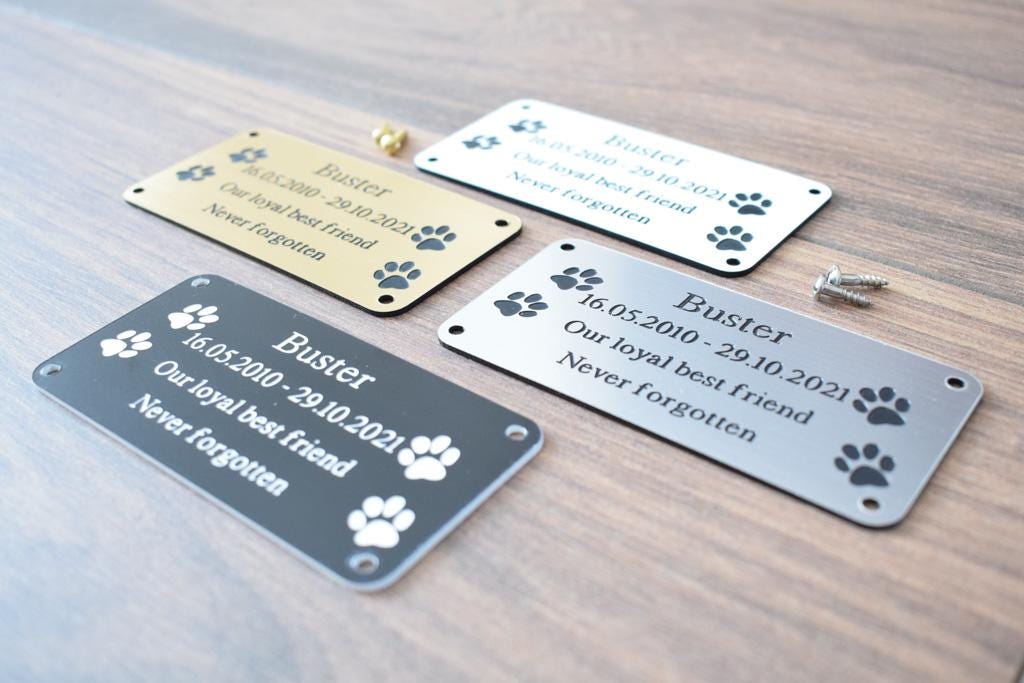 Pet Memorial Engraved Dog Plaques With Paw Prints 4" X 2" - Etsy