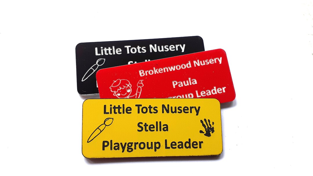Personalised Acrylic Name Badges. Nursery Schools Playgroups - Etsy