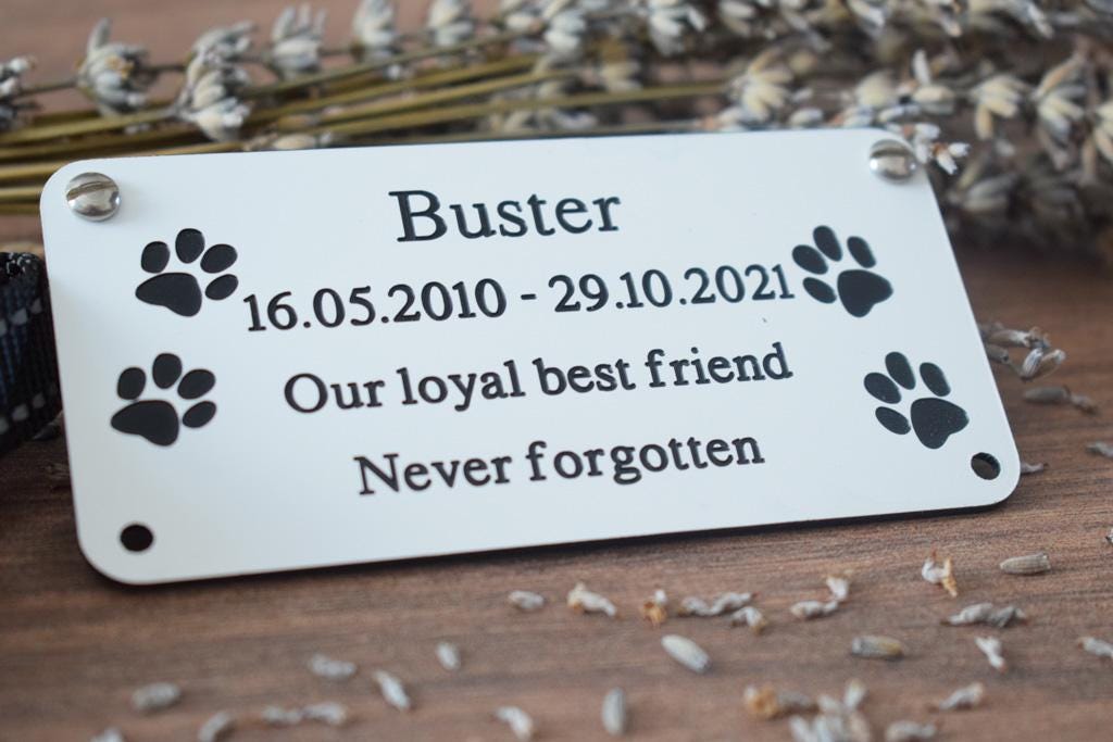 Pet Memorial Engraved Dog Plaques With Paw Prints 4" X 2" - Etsy