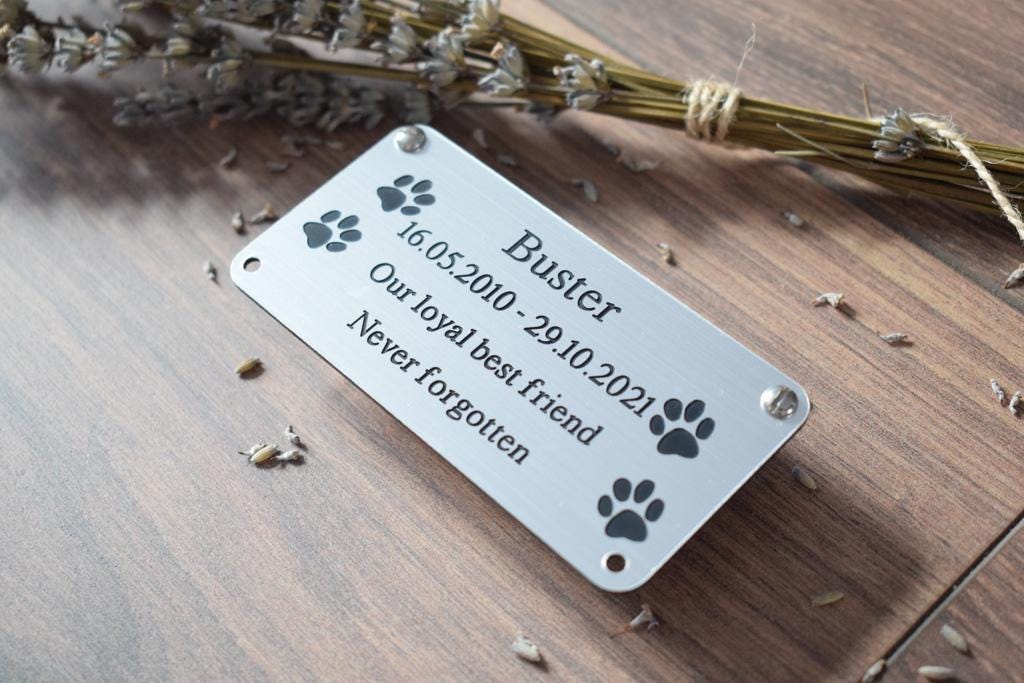 Pet Memorial Engraved Dog Plaques With Paw Prints 4" X 2" - Etsy