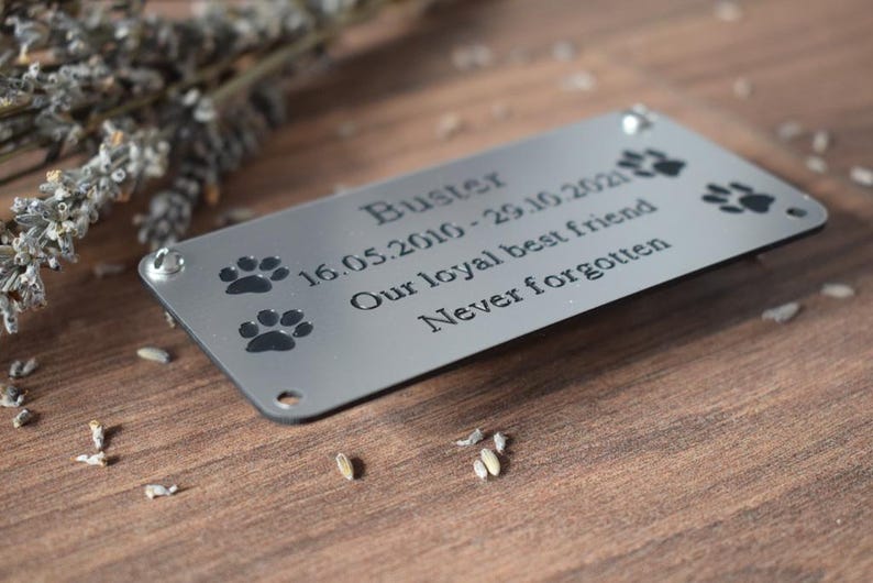 Pet Memorial Engraved Dog Plaques With Paw Prints 4" X 2" - Etsy