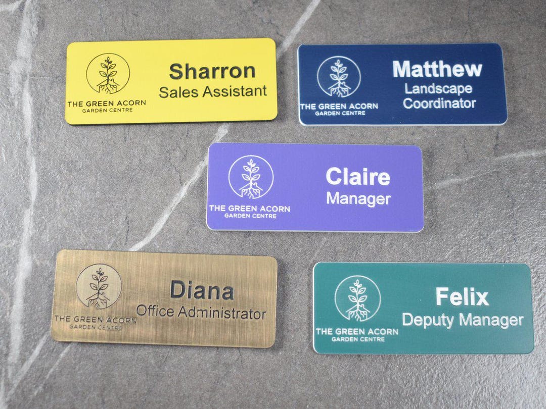 Personalised Garden Centre Name Badges, Engraved Staff ID Tags, Custom ...