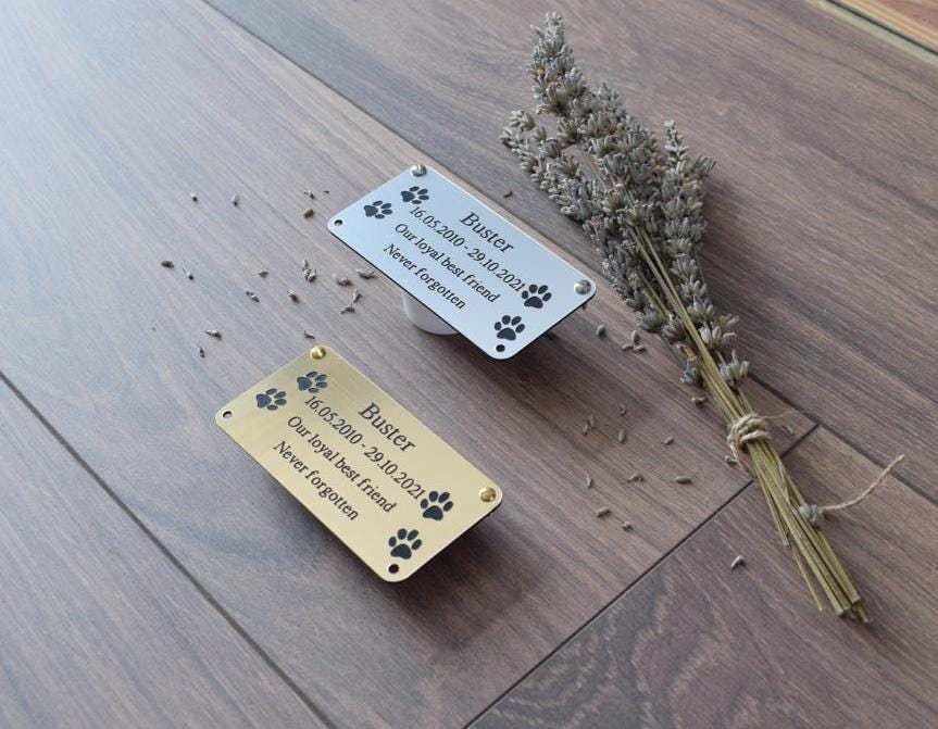 Pet Memorial Engraved Dog Plaques With Paw Prints 4" X 2" - Etsy